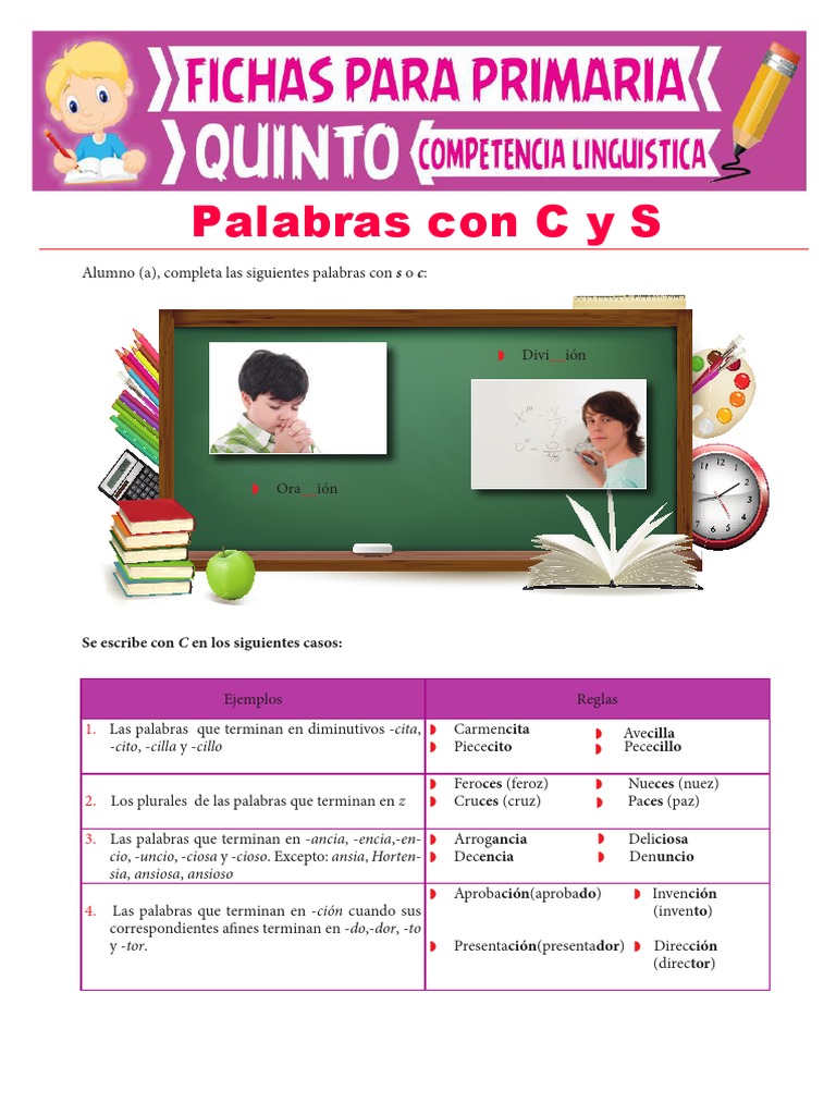 Palabras con C y S: Reglas y Ejemplos | PDF