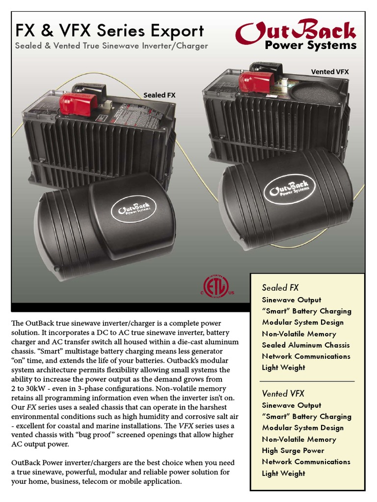 FX & VFX Series Export: Sealed & Vented True Sinewave Inverter/Charger ...