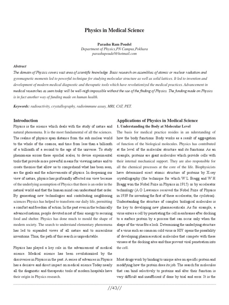 Applications of Physics in Medical Science | PDF | Ct Scan | Magnetic ...