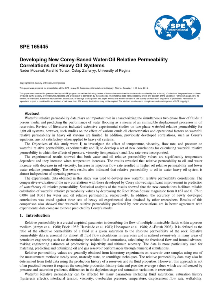 SPE 165445 Developing New Corey-Based Water/Oil Relative Permeability ...