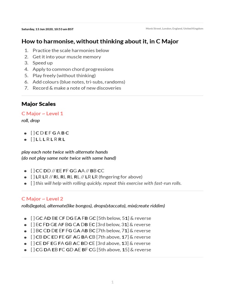 Harmonizing in C Major: A Step-by-Step Guide | PDF | Music Theory | Melody