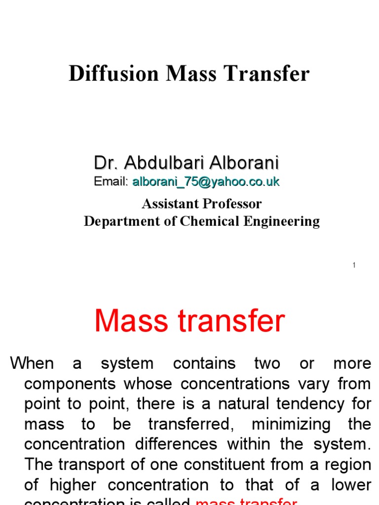 Diffusion Mass Transfer | PDF