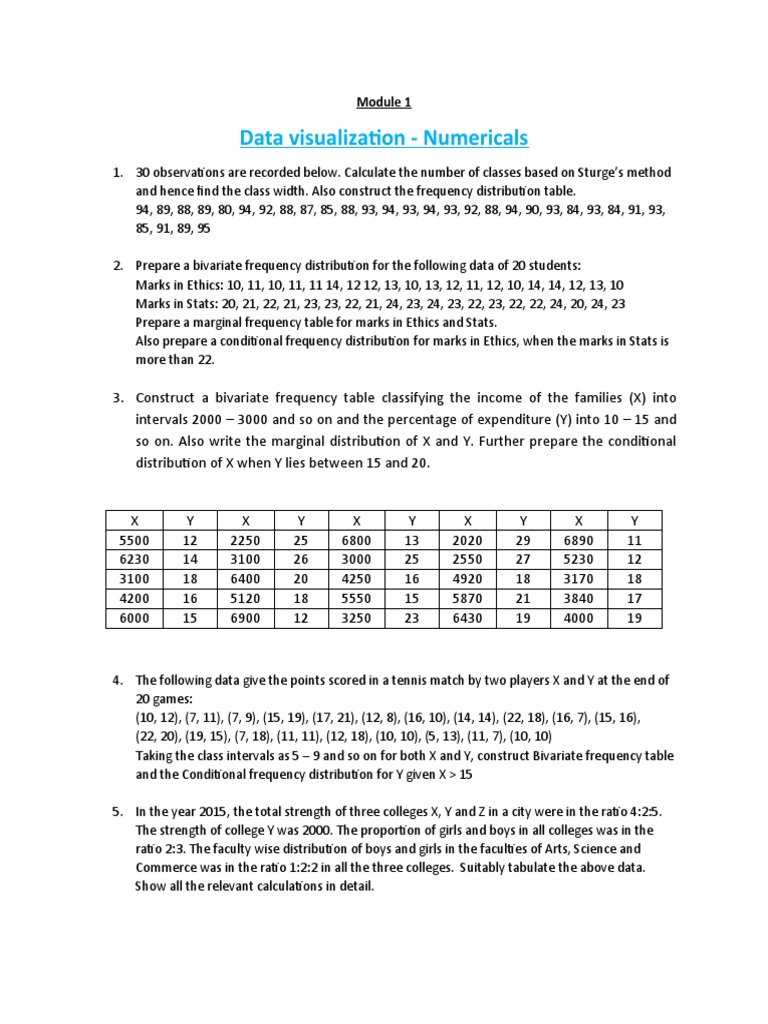 Module 1 Numericals | PDF | Statistics | Business