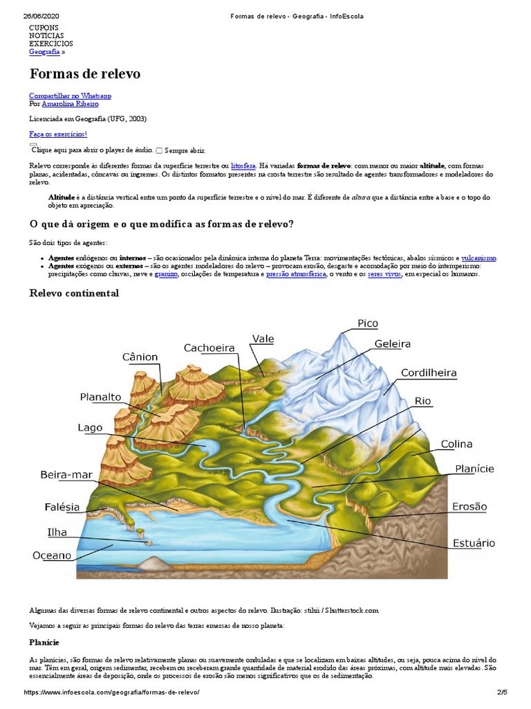 Formas de Relevo - Geografia - InfoEscola | PDF