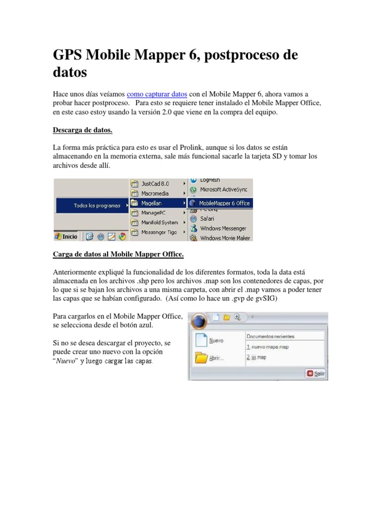 GPS Mobile Mapper 6, Postproceso de Datos | PDF | Archivo de computadora | Protocolo de ...