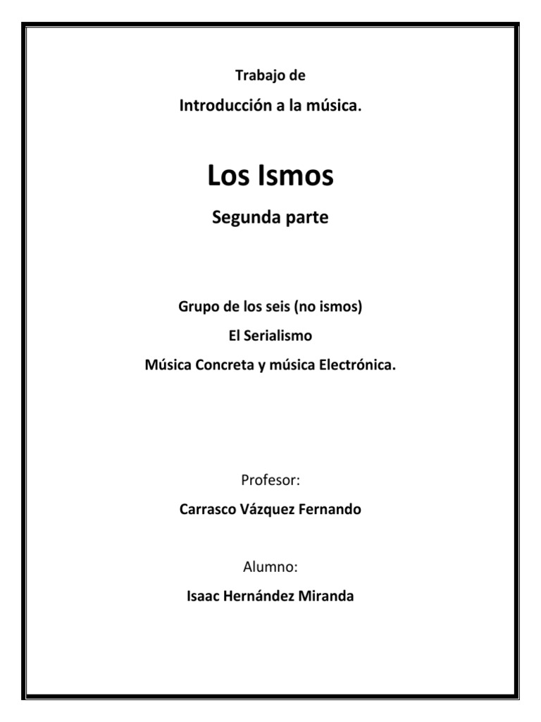 Ismos 2 | PDF | Música clásica | Composiciones Musicales