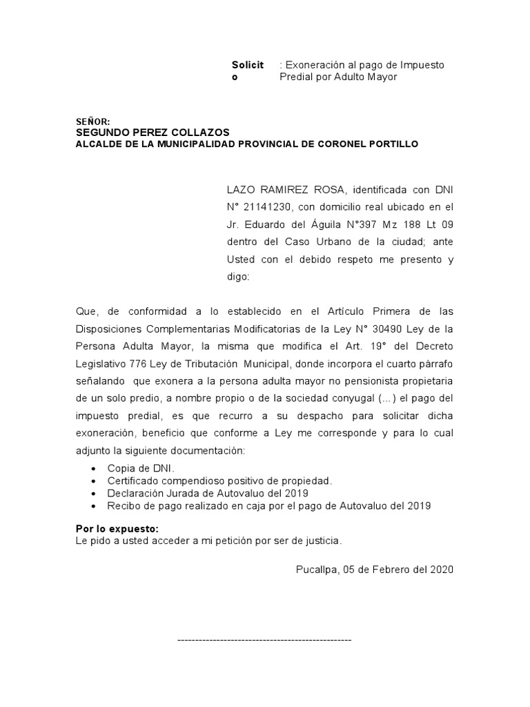 Escrito MODELO DE Exoneracion | PDF