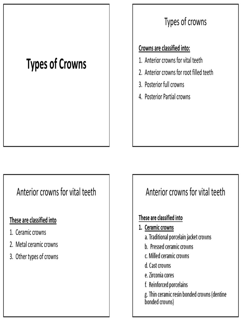Types of Crowns | PDF | Dentistry | Mouth