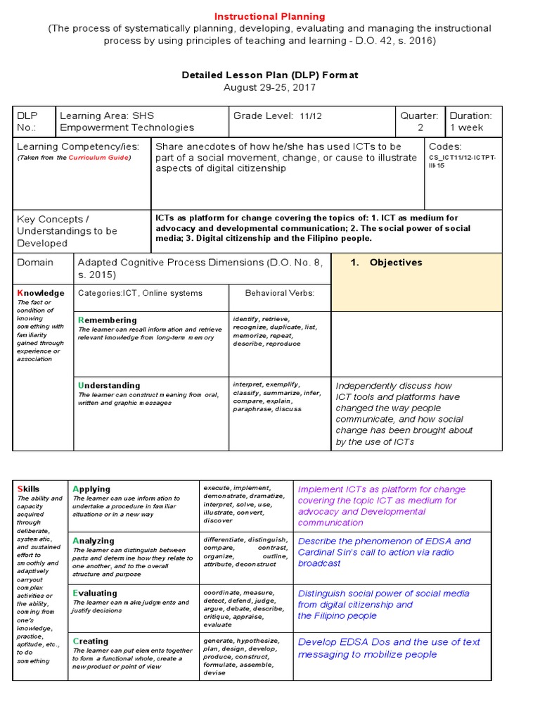 Detailed Lesson Plan (DLP) Format: Curriculum Guide | PDF | Educational ...