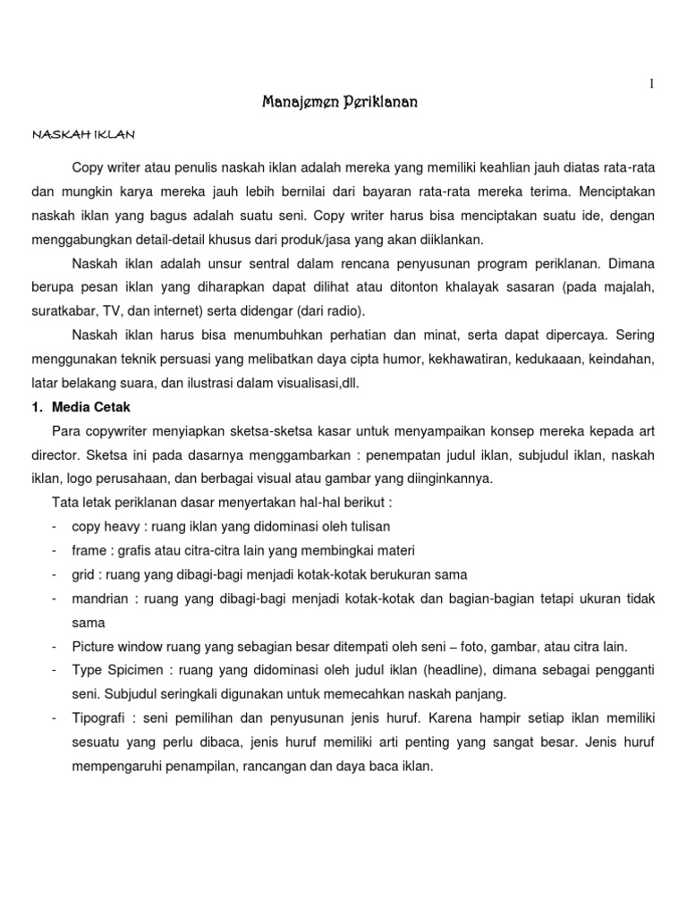 Contoh Naskah Iklan Produk | PDF