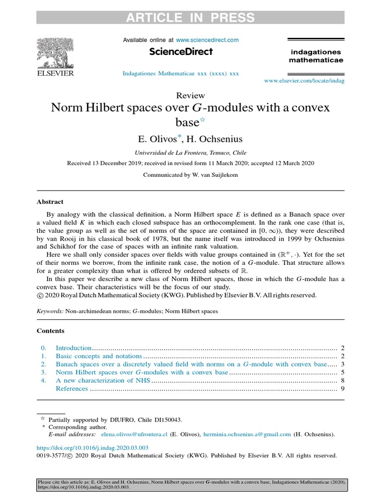 Norm Hilbert Spaces Over | PDF | Banach Space | Hilbert Space