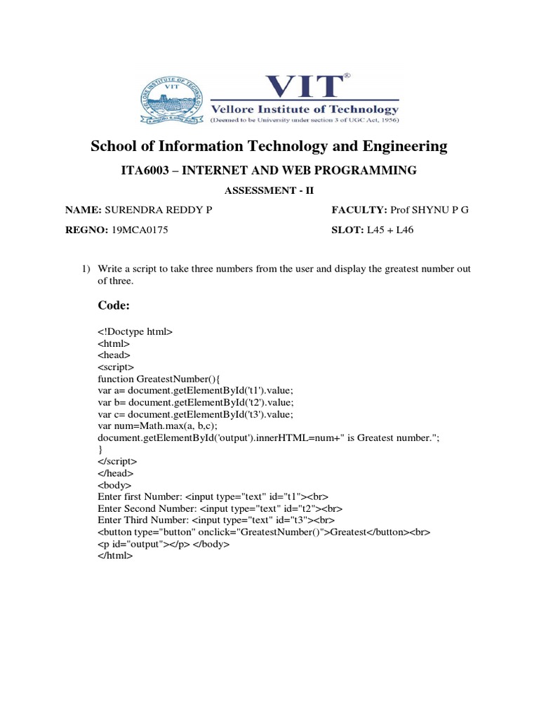 School of Information Technology and Engineering: Ita6003 - Internet ...