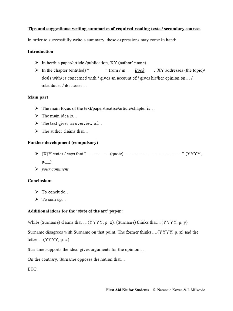 Tips For Writing Summaries | PDF