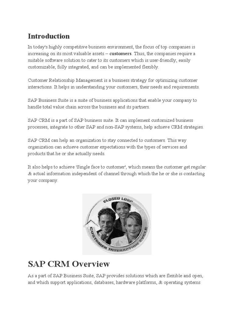 SAP CRM Overview and Features | PDF | Customer Relationship Management ...