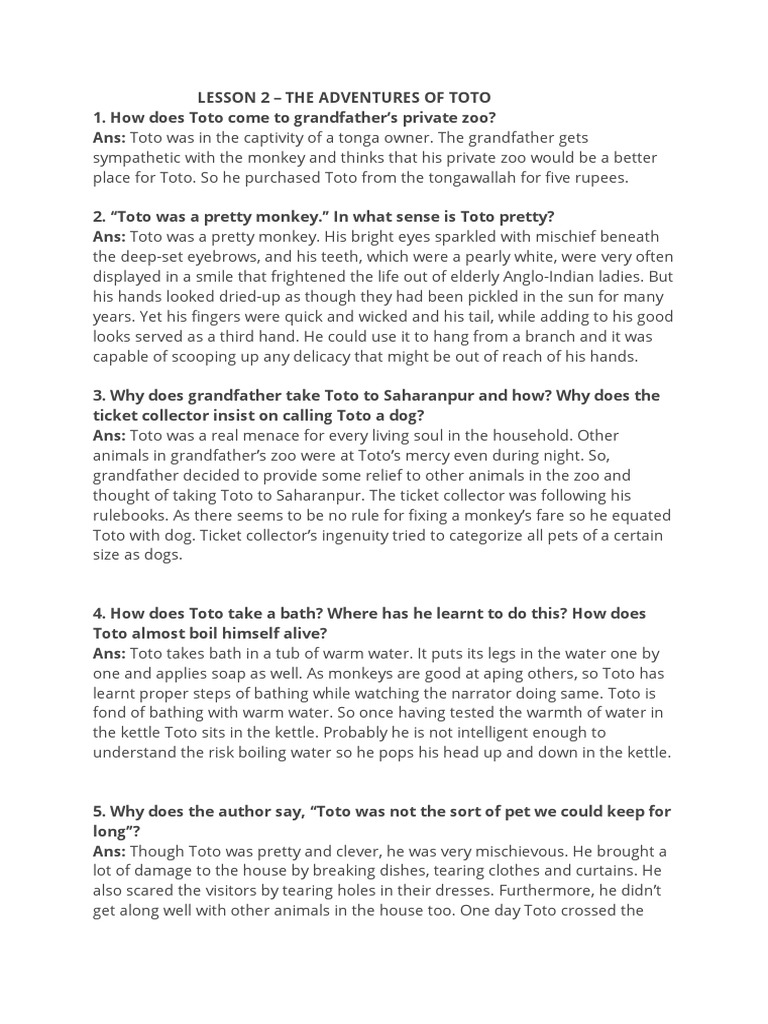 Adventures of Toto | PDF