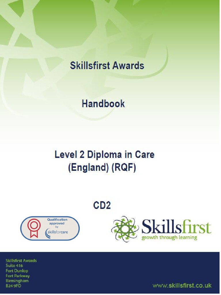 Skillsfirst DIploma in Adult Care Handbook | PDF | Educational ...