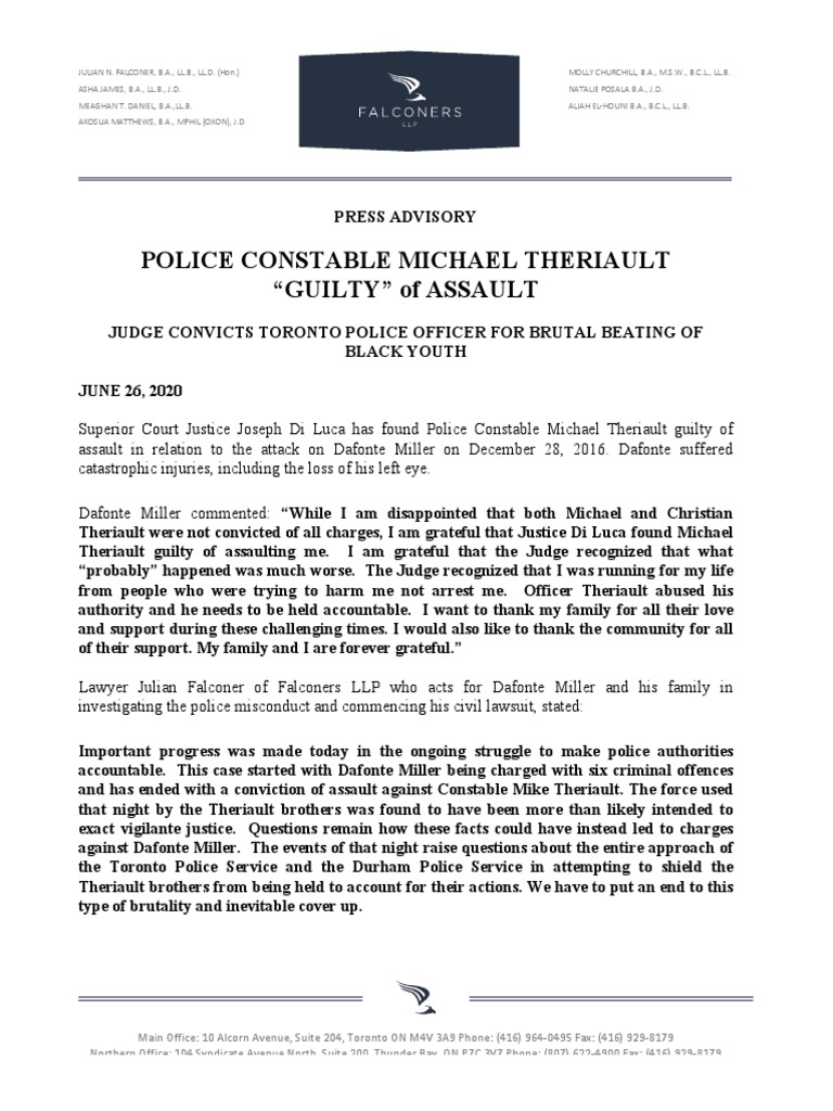 Statement From Dafonte Miller, Lawyer After Judge Convicts Michael ...