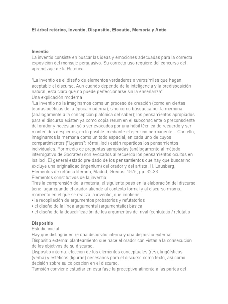 Elementos de la Retórica: Inventio y Dispositio | PDF | Retórica ...