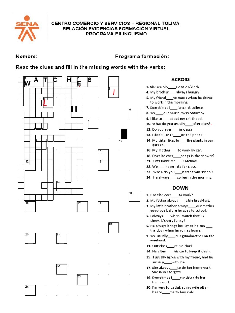 Puzzle Present Simple | PDF