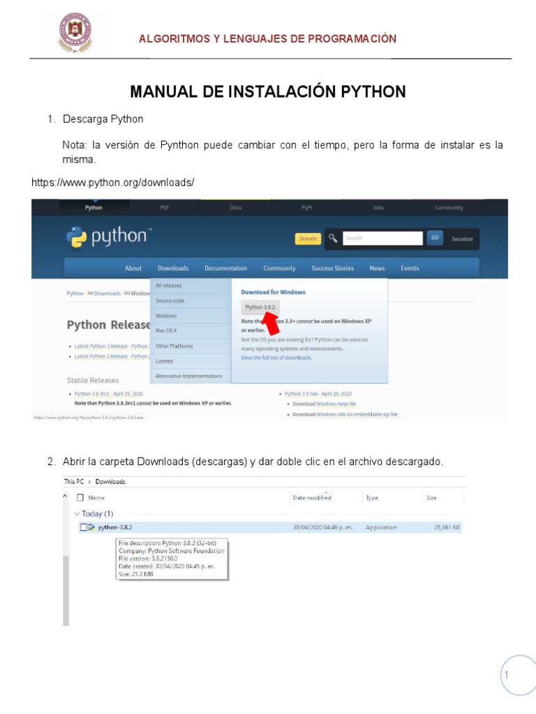 Manual de Instalacion Python | PDF | Python (lenguaje de programación) | Programación de ...