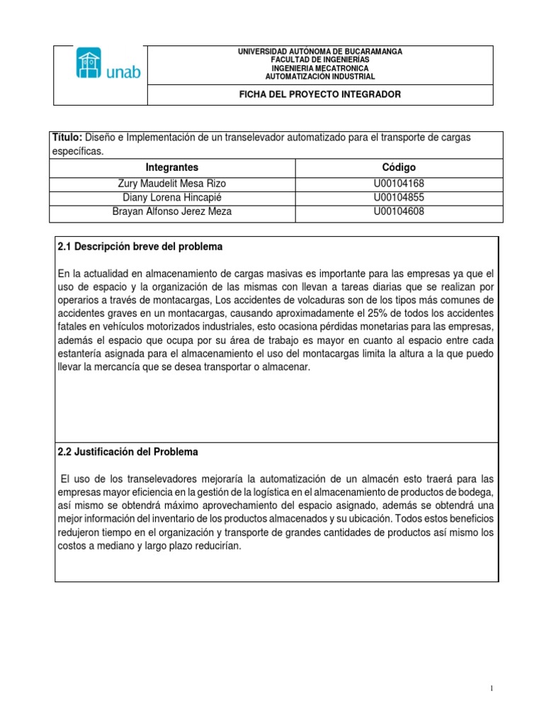 Ficha Entregable2 PDF | PDF | Mecatrónica | Diseño
