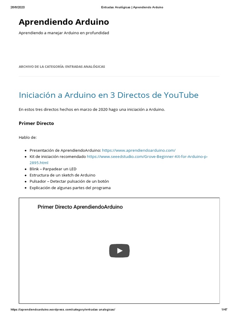 Entradas Analógicas - Aprendiendo Arduino | PDF | Señal analoga ...