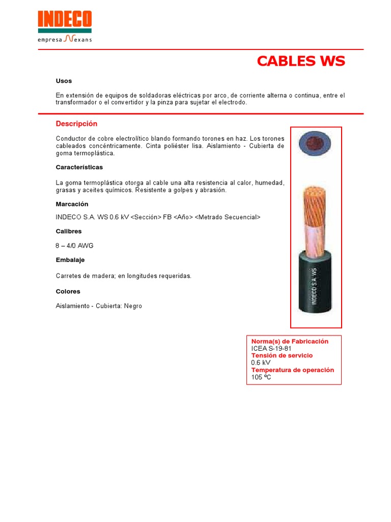 Tabla de Cables WS PDF | PDF