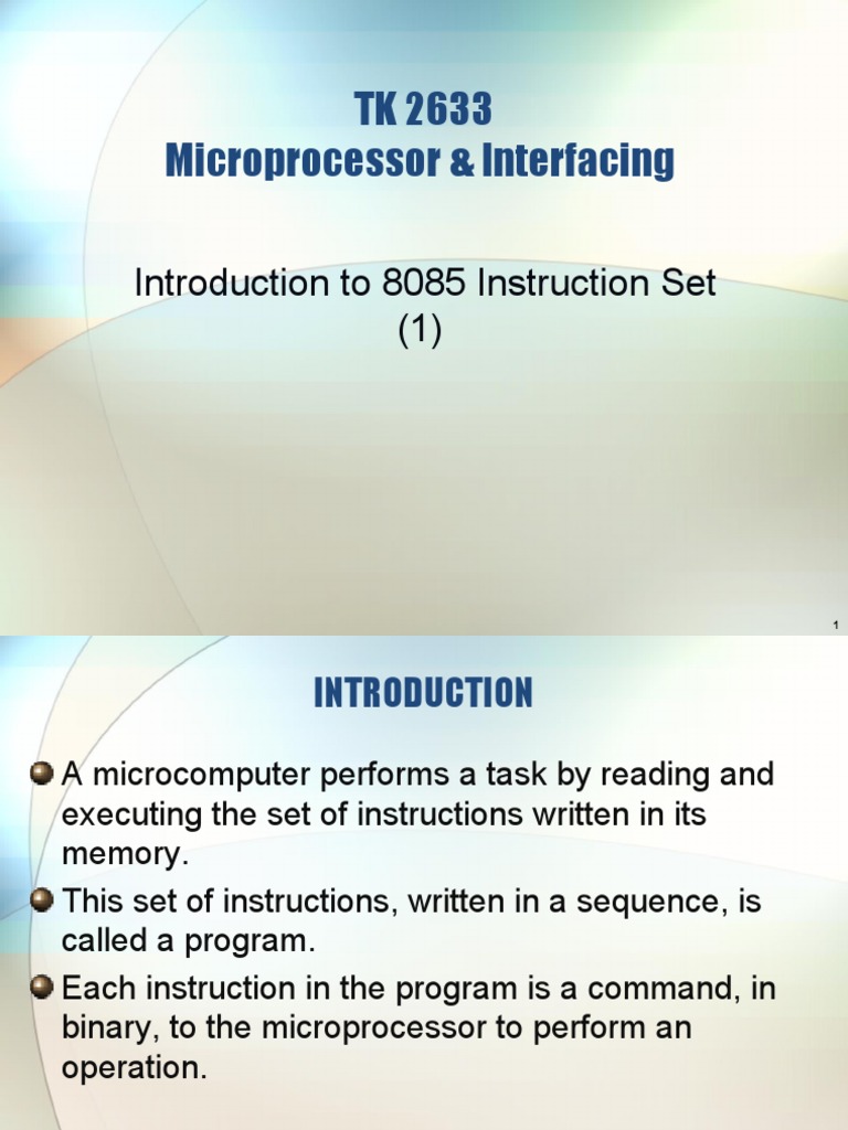 8085 Microprocessor Instruction Guide | PDF | Input/Output | Computer Architecture