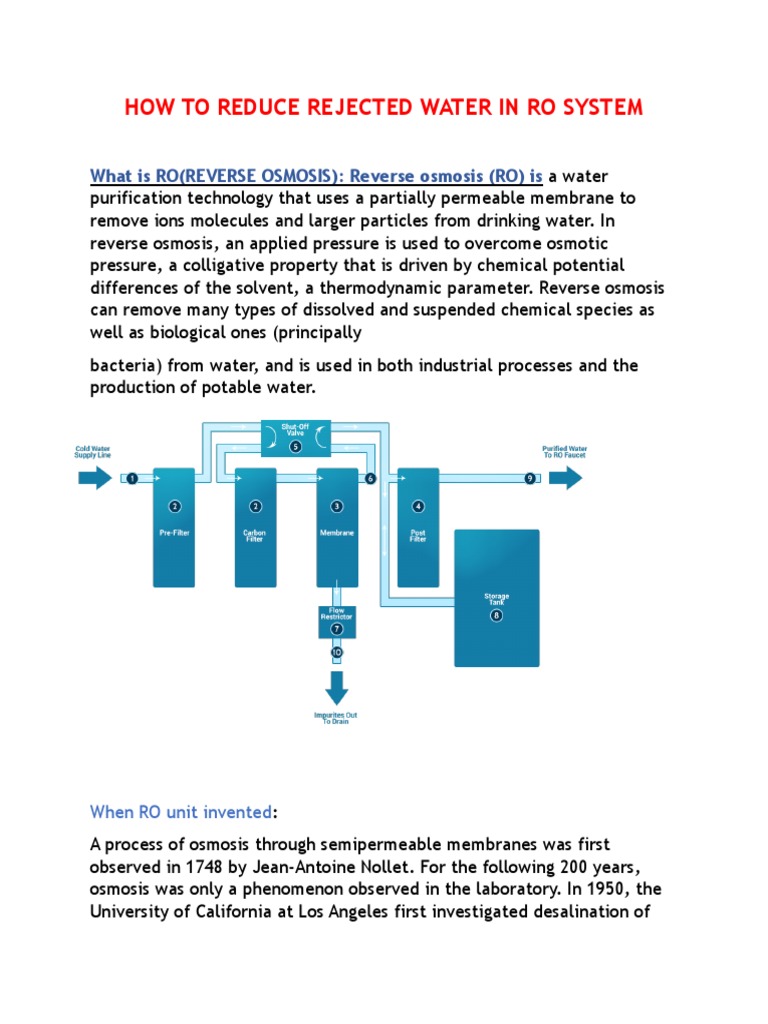 Reduce Rejected Water in RO System - 1 | PDF | Osmosis | Membrane