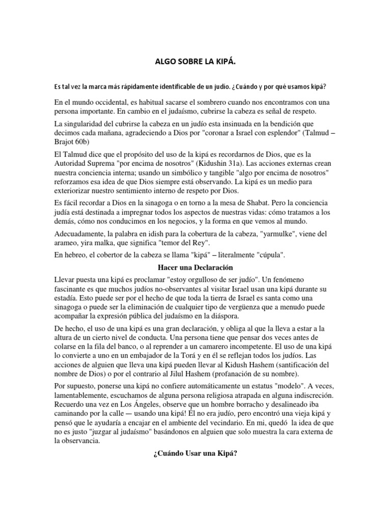 Significado y Uso de la Kipá Judía | PDF | Ropa | Judios