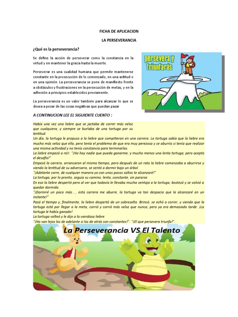 Ficha de Aplicacion La Perseverancia | PDF