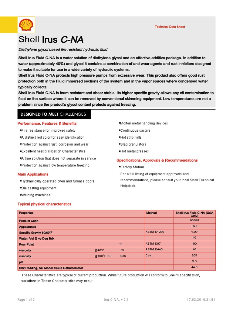Shell Irus C-NA Technical Data Sheet | PDF | Viscosity | Rust