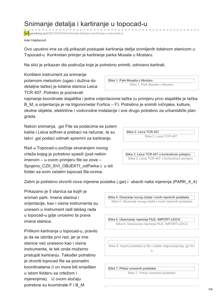 Geodesy - Pro-Snimanje Detalja I Kartiranje U Topocad-U | PDF