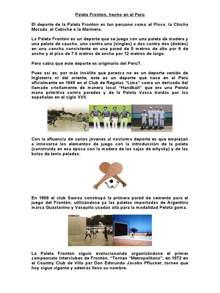 Pfronton Peru | PDF | Juegos de pelota | Deportes