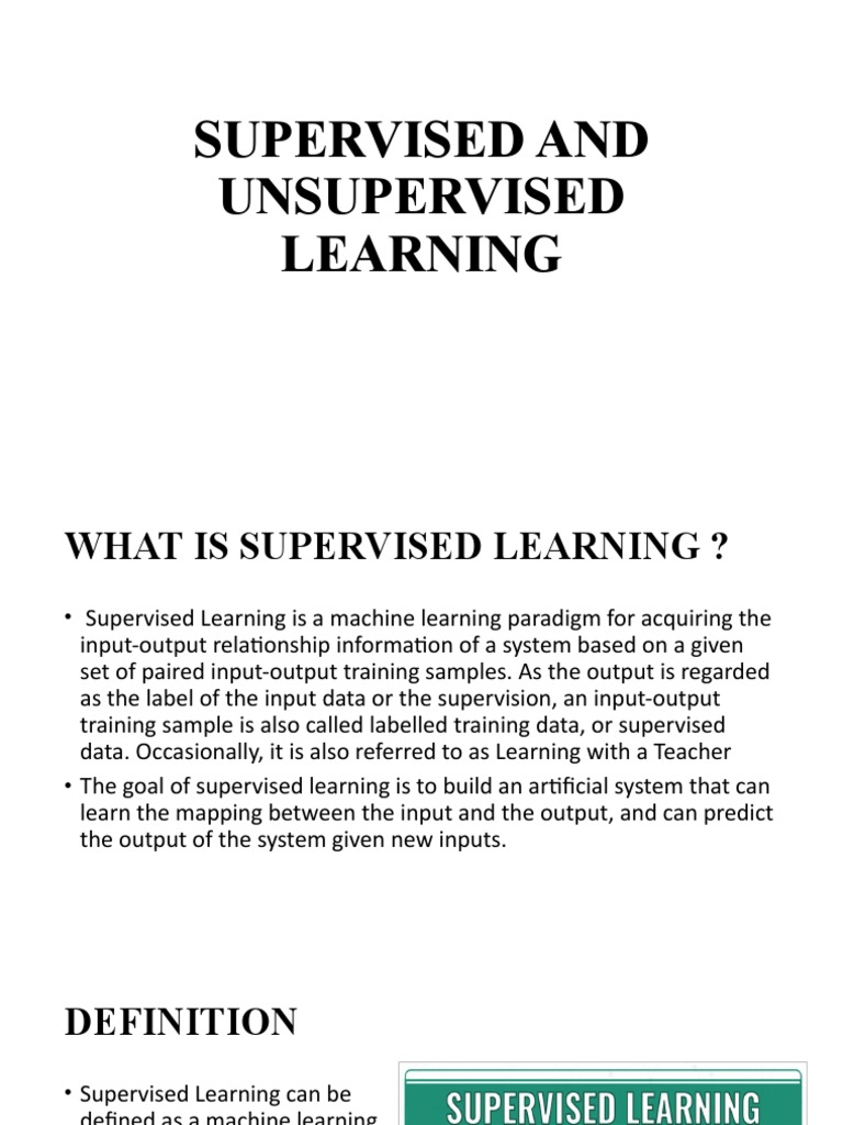 Supervised and Unsupervised Learning | PDF | Machine Learning ...