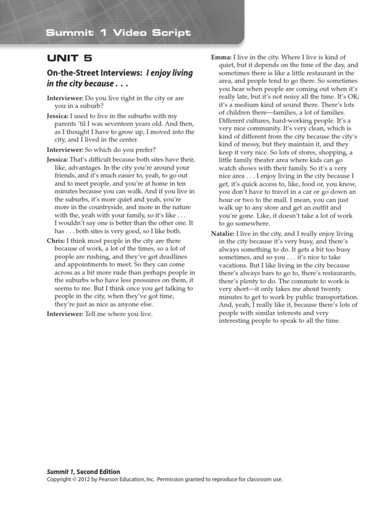 Unit 5: Summit 1 Video Script | PDF