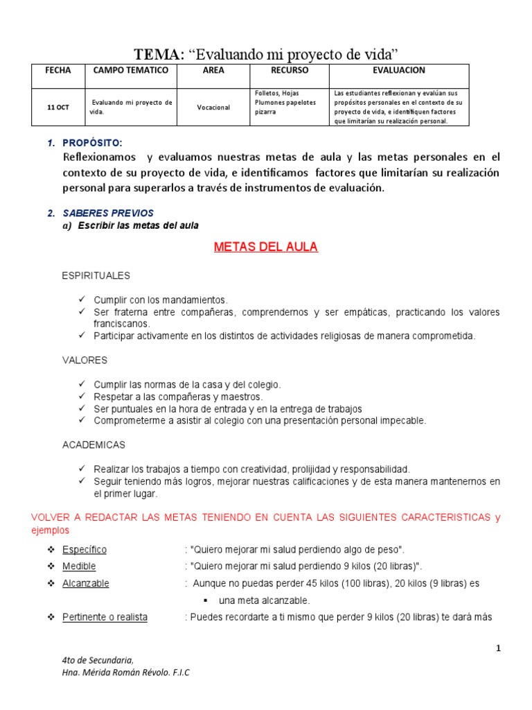 Evaluacion de Metas | PDF
