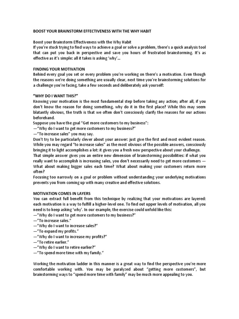 Boost Your Brainstorm Effectiveness With The Why Habit | PDF ...