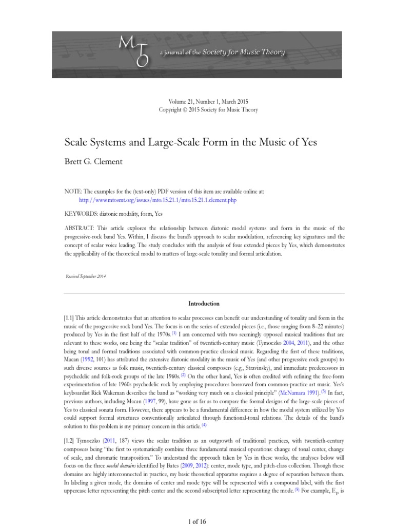 Scale Systems and Large-Scale Form in The Music of Yes: Brett G ...