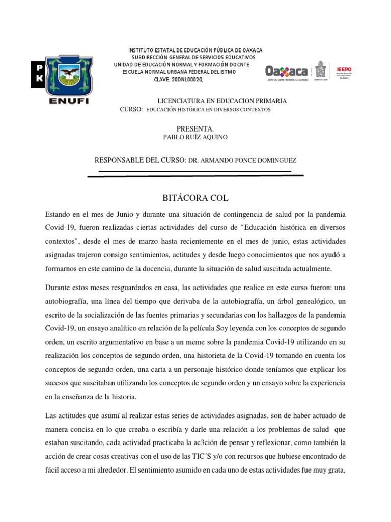 Bitácora Col | PDF | Cognición | Educación avanzada