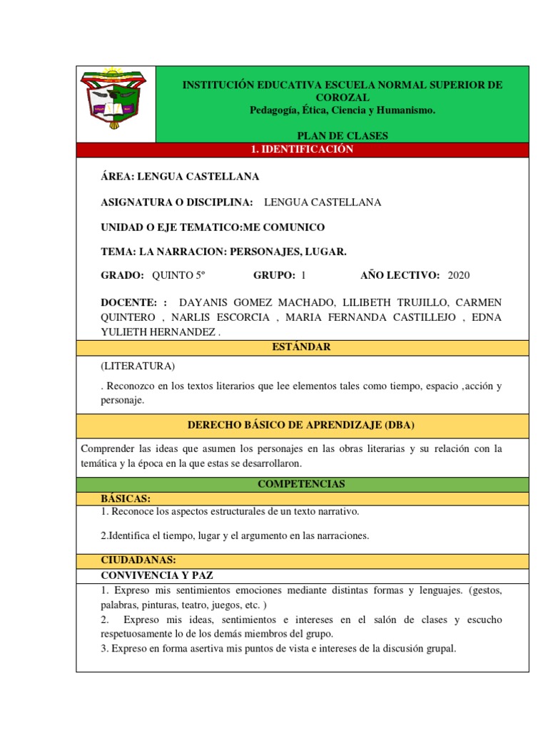 Plan de Clases Lengua Castellana Ppi | PDF | Narrativa | Educación avanzada