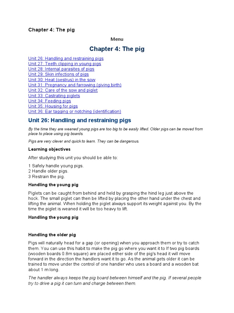 Chapter 4: The Pig | PDF | Domestic Pig | Pig