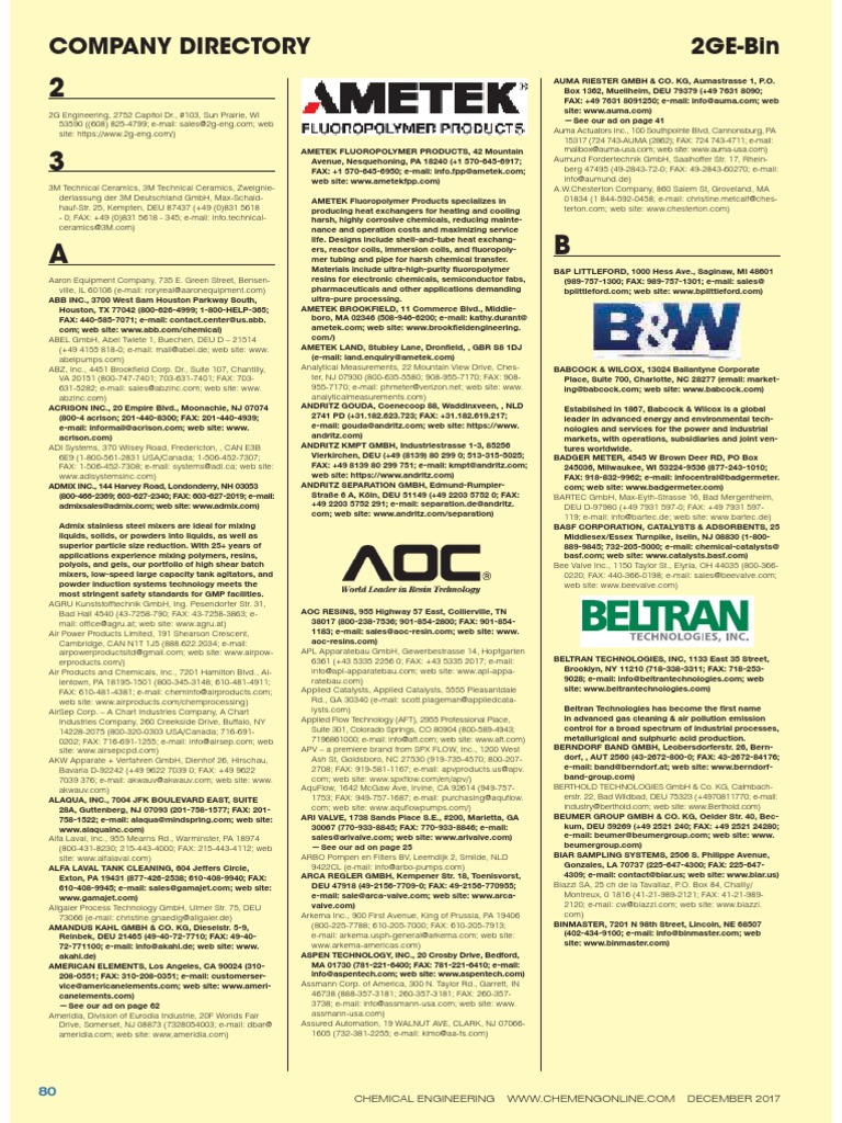 Buyer Guide 2017 Company Directory | PDF | Chemistry | Applied And ...