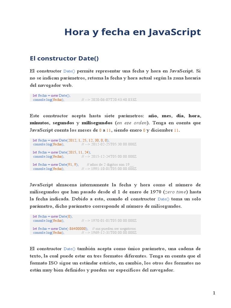 Fechas en JS | PDF | Script Java | Desarrollo de software