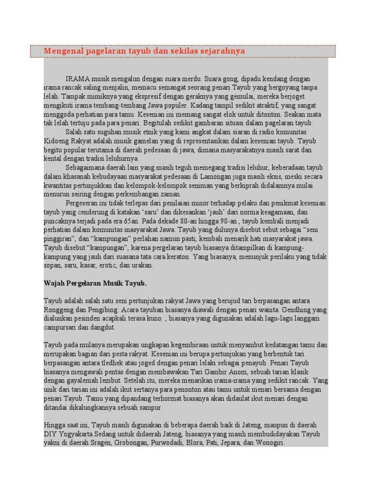 Sejarah dan Evolusi Kesenian Tayub | PDF | Ilmu Sosial | Seni