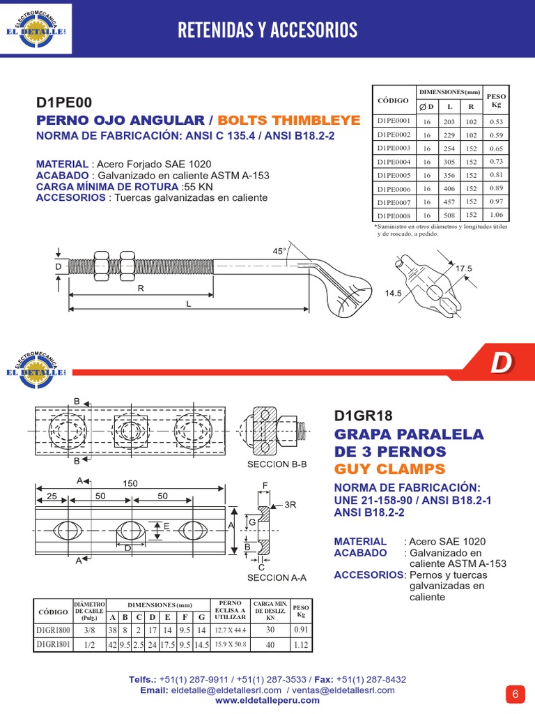 Perno Ojo Angular, Grapa Paralela 3 Pernos - 06 | PDF | Rieles | Science