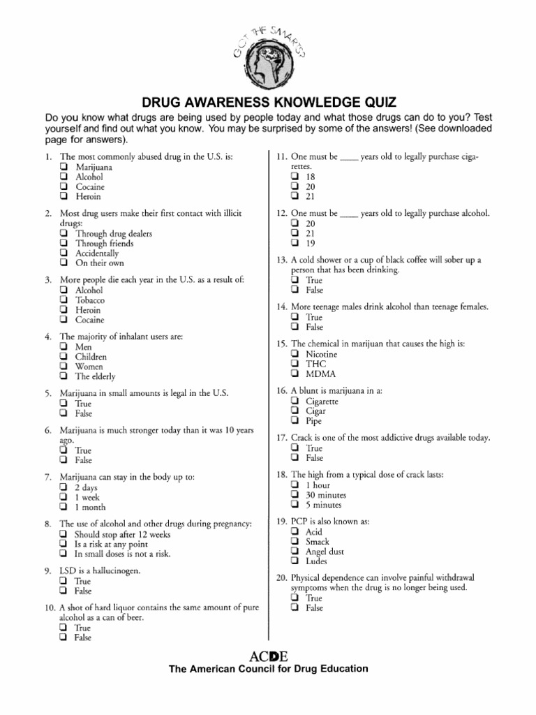 Drug Awareness Quiz PDF | PDF