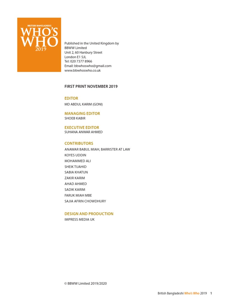 Who's Who PDF | PDF | Bangladesh | London