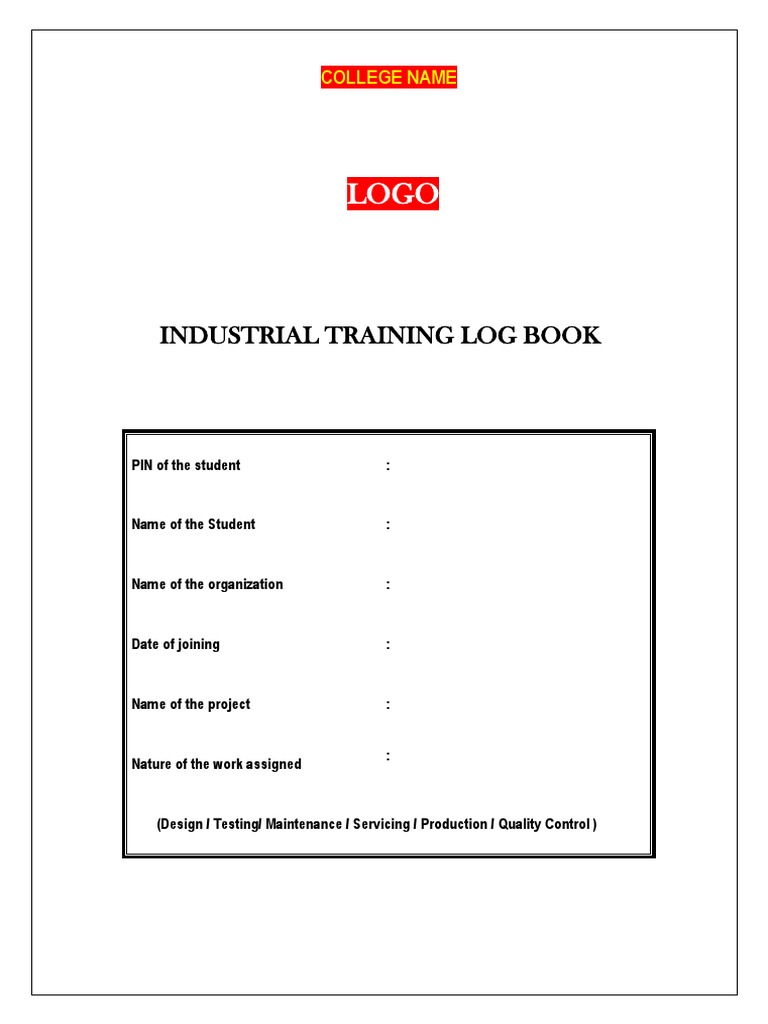 Industrial Training Log Book: College Name | PDF | Cognition | Learning