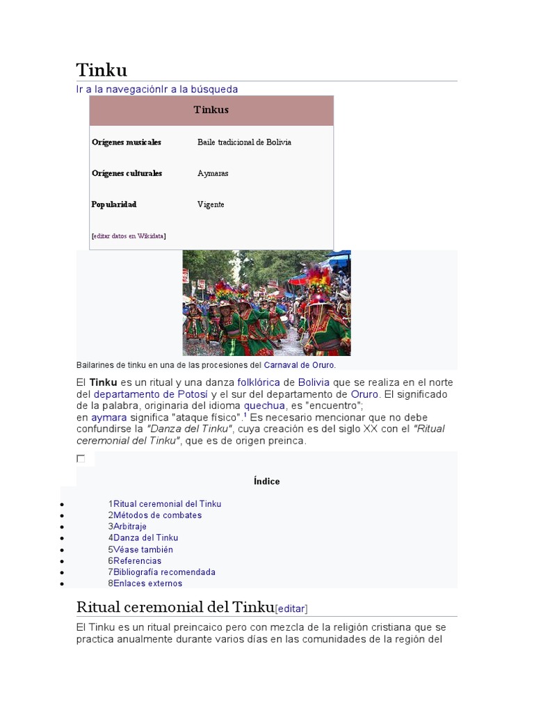 Tinku | PDF | Cultura de las Americas | Bailes